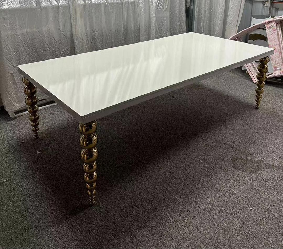 Spiral Leg MDF Table – Gold for Rent in Washington & Oregon
